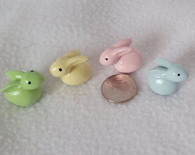 4 Miniature Sm. Easter Bunny Rabbits, FAST SHIPPING, Assorted Colors ...