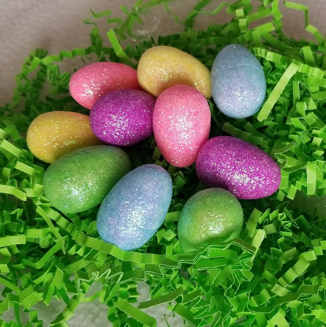 10 Sm. Easter Eggs Glittery Feather Weight Eggs, NEW - Etsy