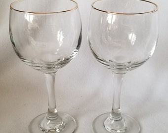 Gold Rim Goblets - Etsy