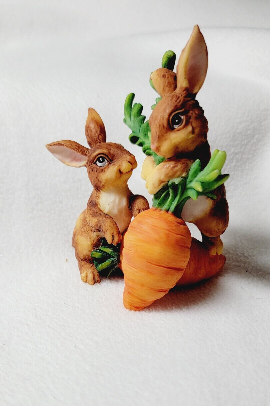Resin Easter Bunnies With Carrots, Great to Use Year Round, Approx. 4 ...