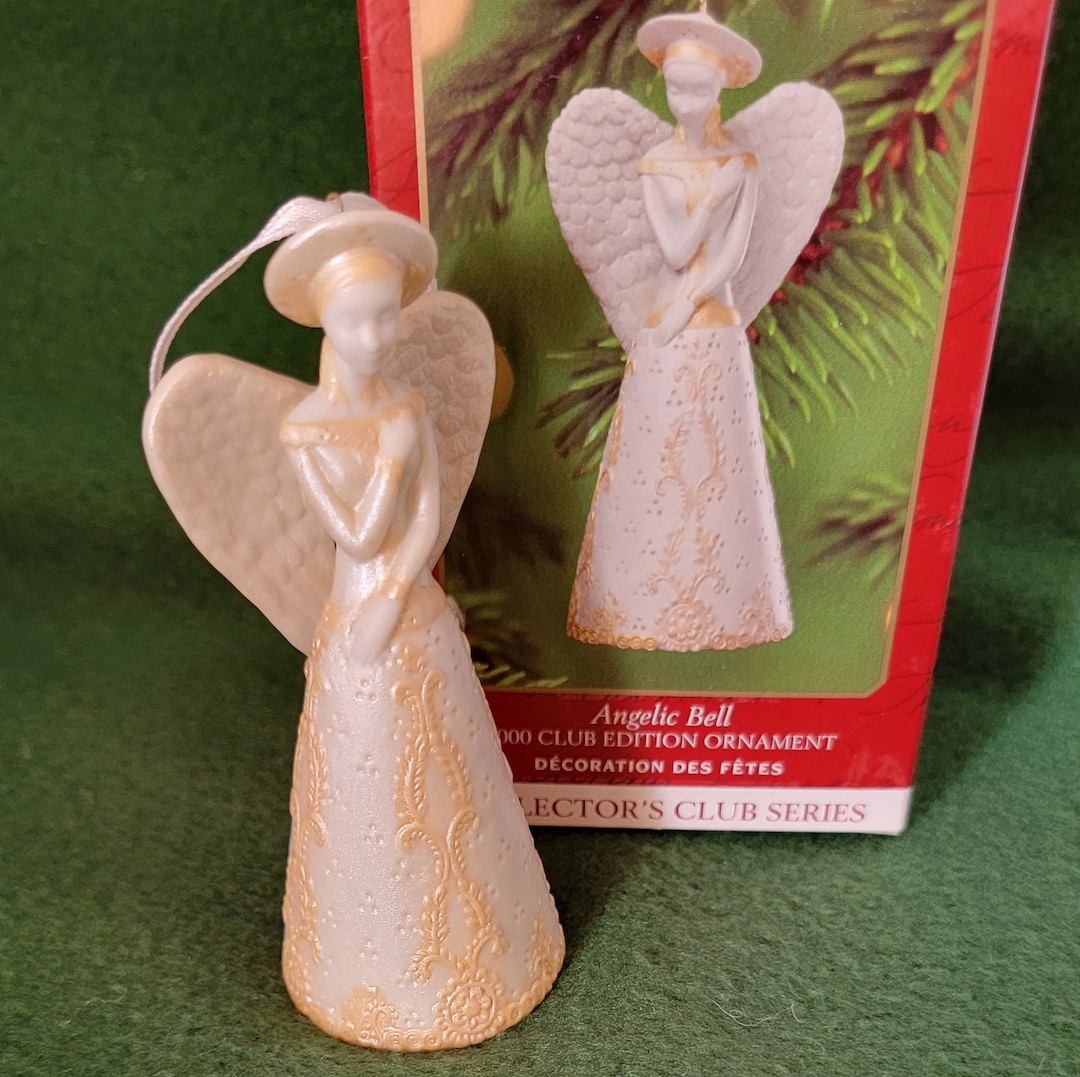 Hallmark Porcelain Angel Bell, Vintage 2000 Angelic Bell Ornament, Club ...