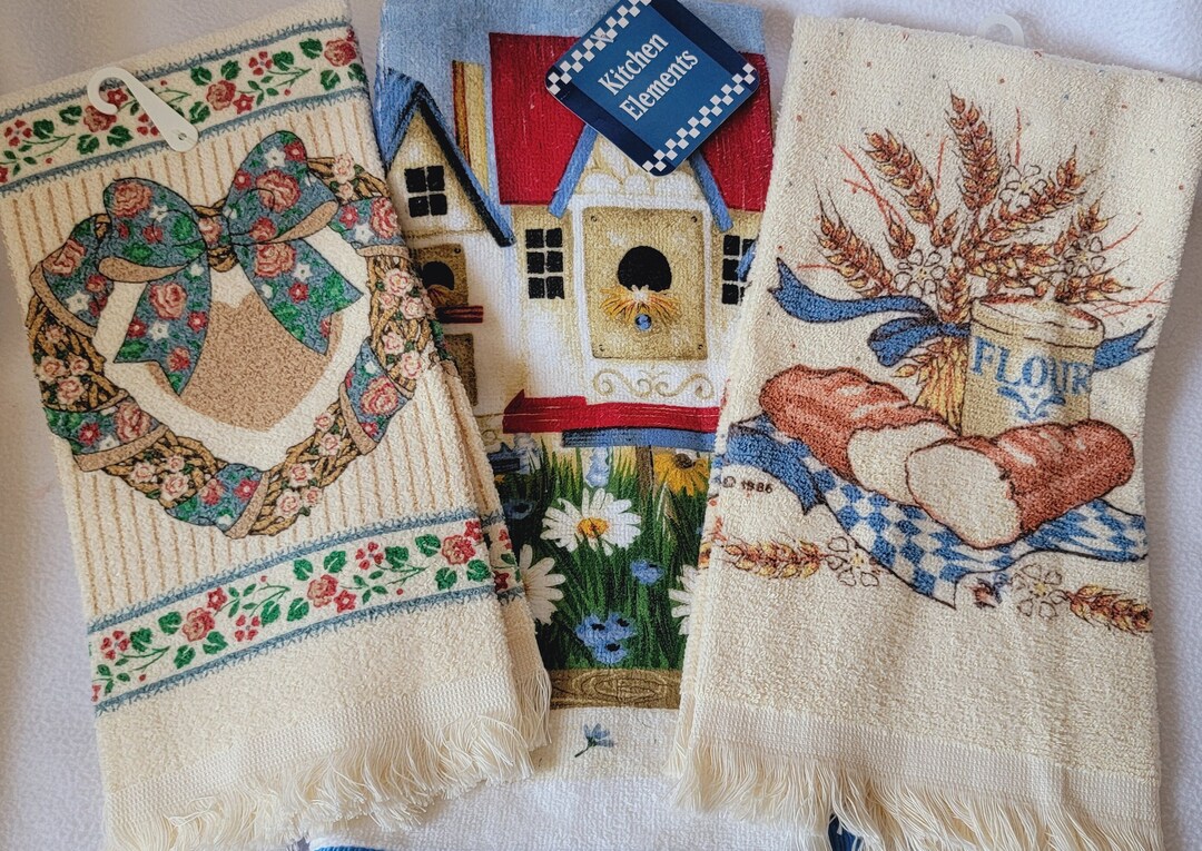 3 Country Farm House Kitchen Towels, Brand NEW, 100% Cotton, Made in ...
