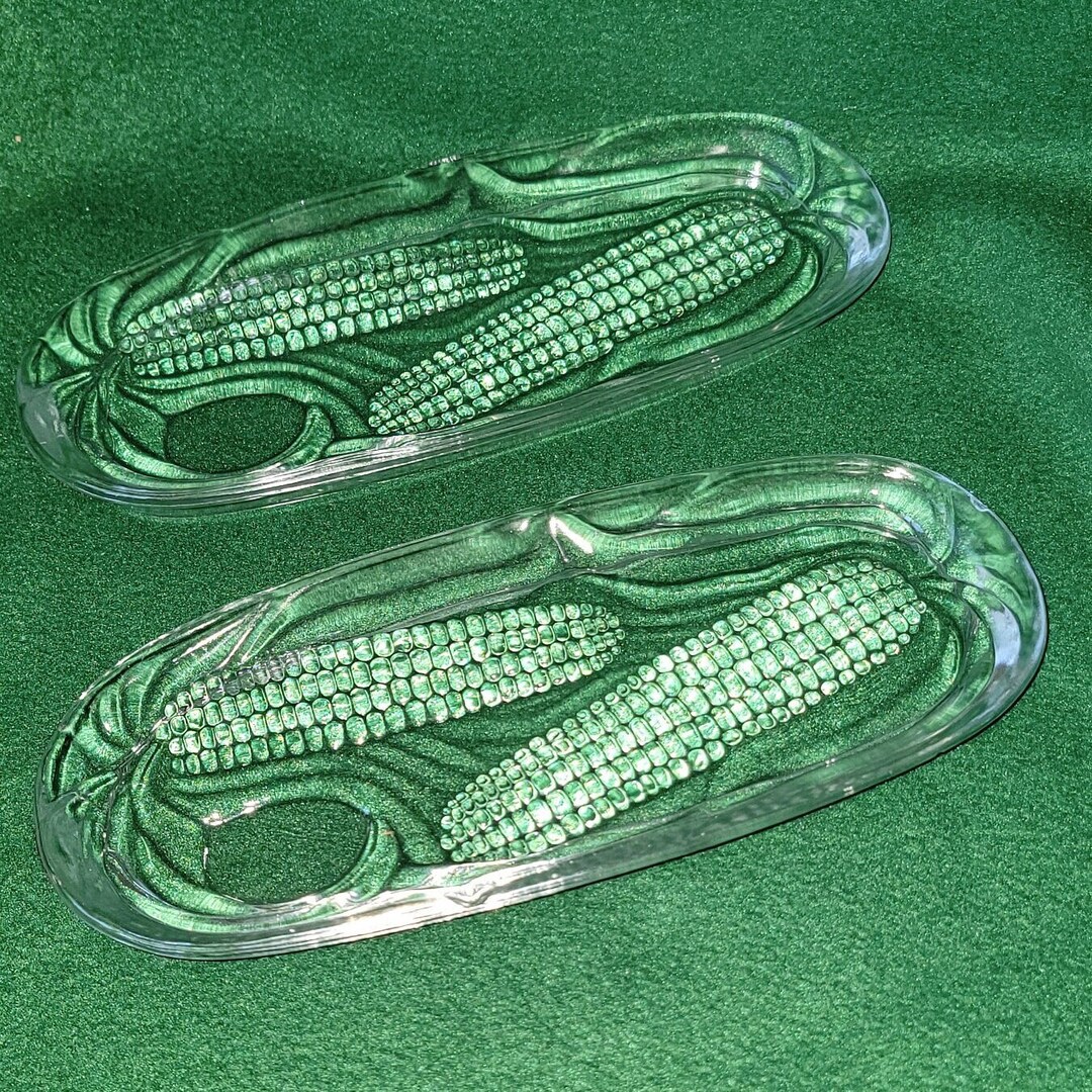 2 Vintage Large Glass Corn Dish 10 X 4-1/4 Corn on the Cob - Etsy