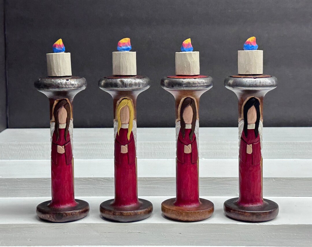 Hand Carved Wood Vintage Spool Angels (C51) - Etsy