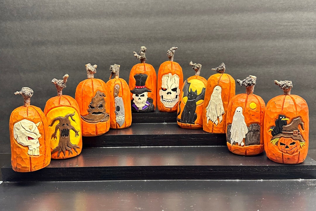 Hand Carved Wood Pumpkins (H40) - Etsy