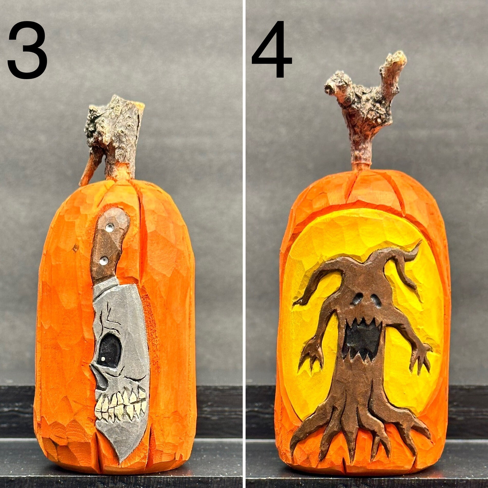Hand Carved Wood Pumpkins (H40) - Etsy