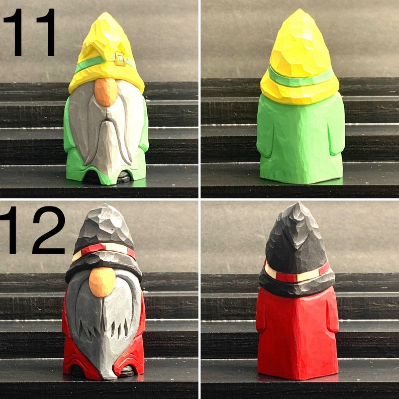 Hand Carved Wood Gnomes H32 - Etsy