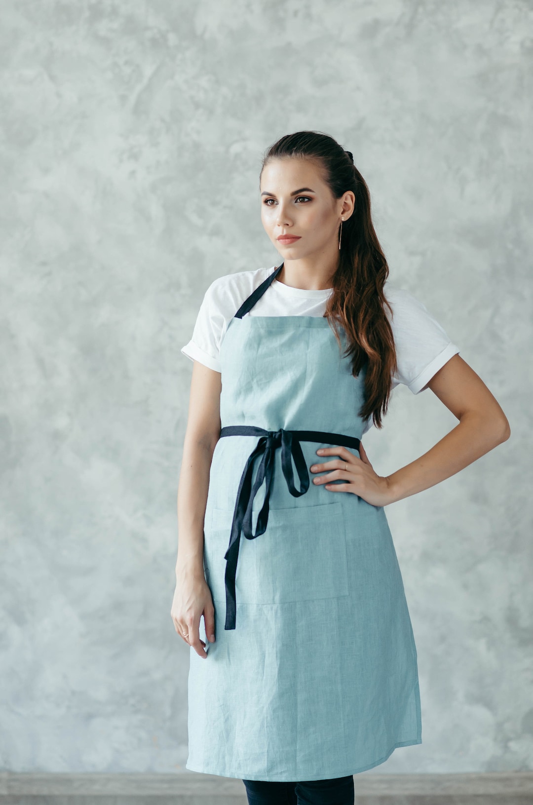 Linen Apron - Half Apron - Apron With Pockets - Waitress Apron ...
