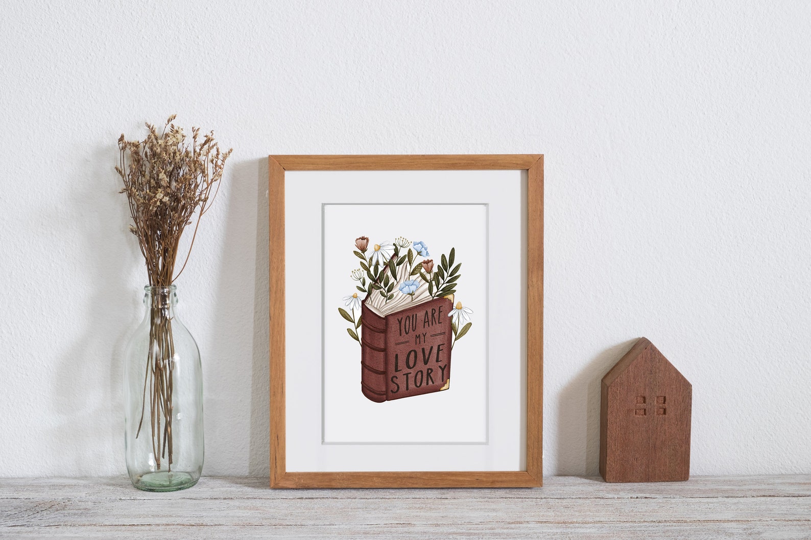 Love Story Book Illustration Print Floral Romance Art Print - Etsy