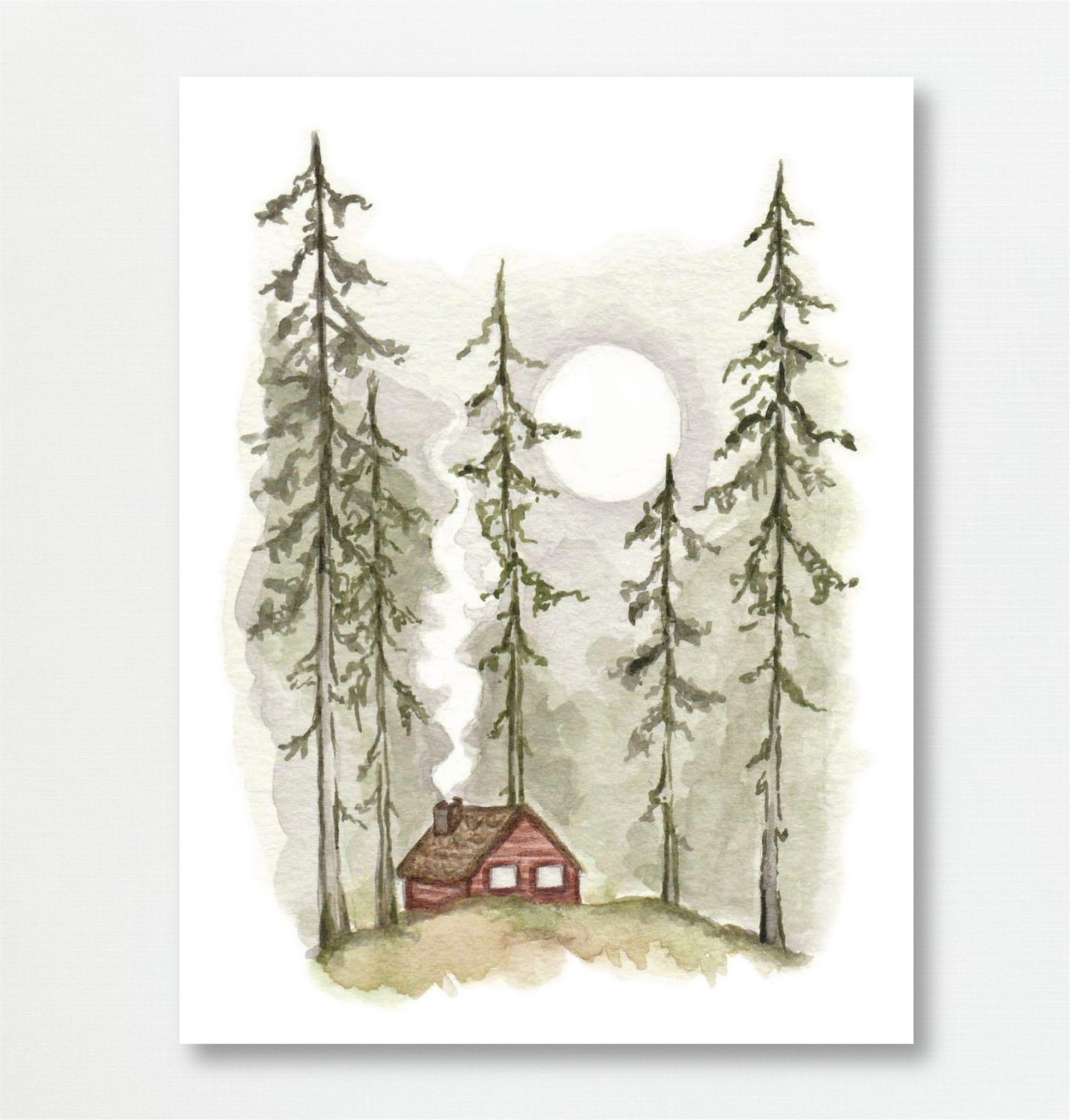 Cozy Cabin Woods Illustration up North House Art Print - Etsy