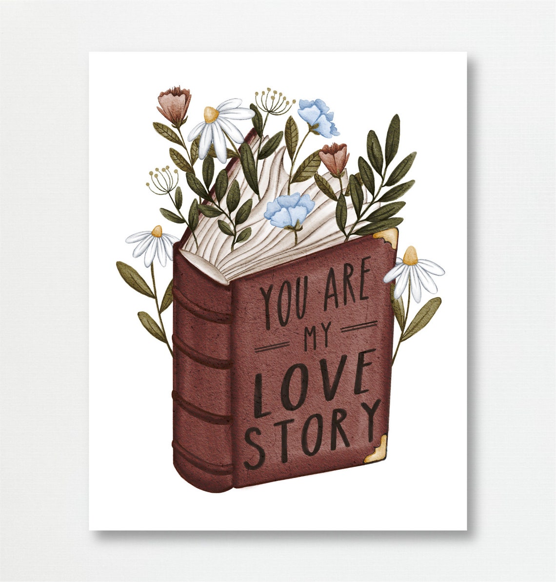 Love Story Book Illustration Print Floral Romance Art Print - Etsy