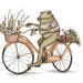 Spring Frog Toad Bicycle Illustration Print Watercolor - Etsy