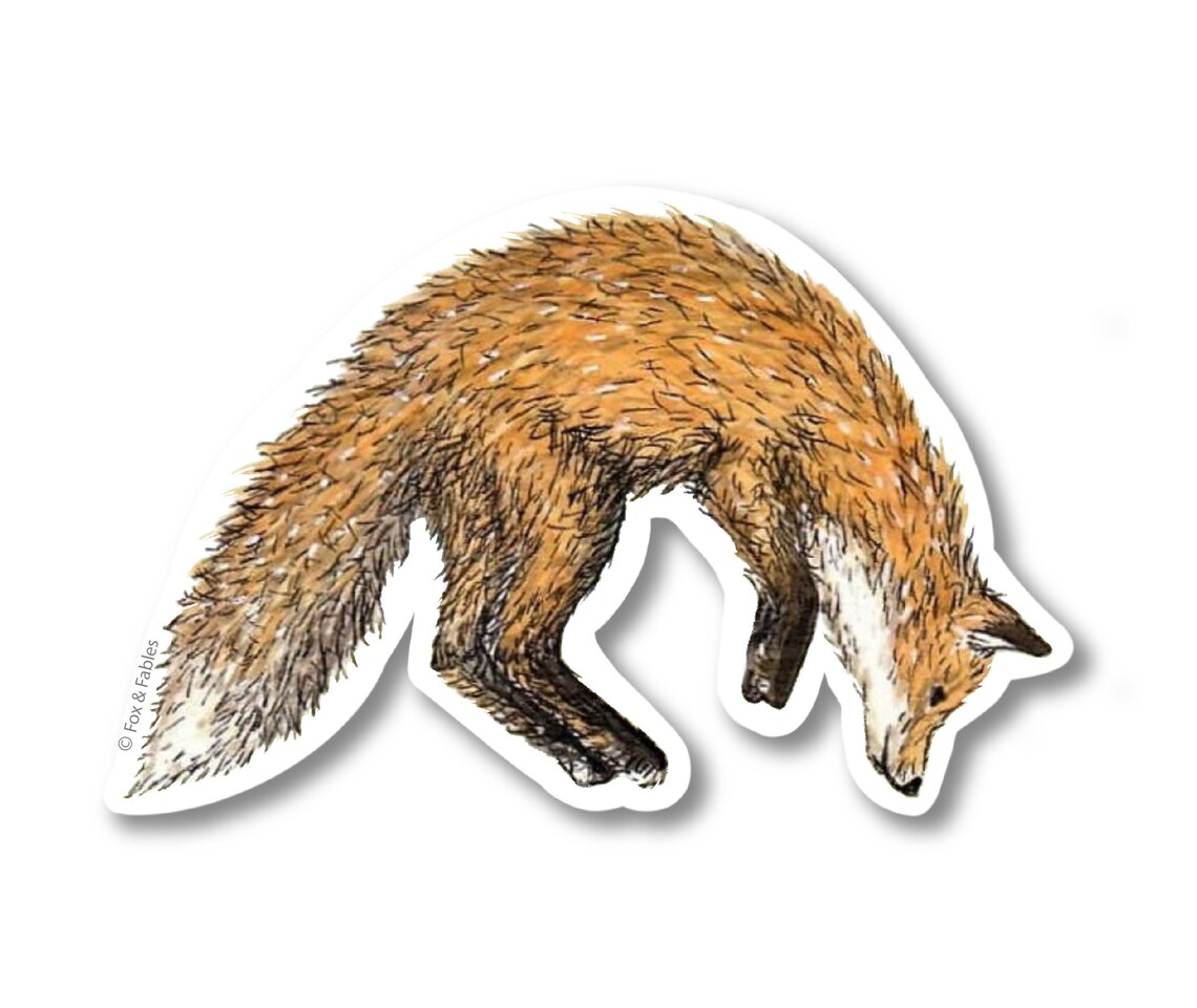 Fox Hop Vinyl Sticker Waterproof Illustrated Jumping Fox - Etsy