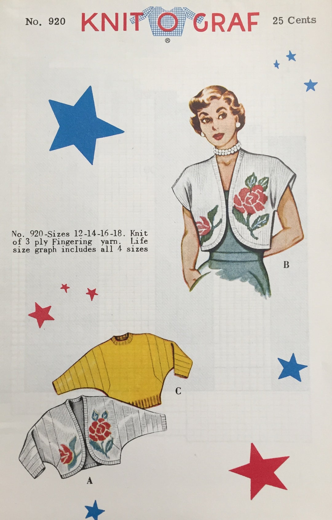 Knit-o-graf 920 Ladies Vintage Cardigan Knitting Pattern sold by Owner ...