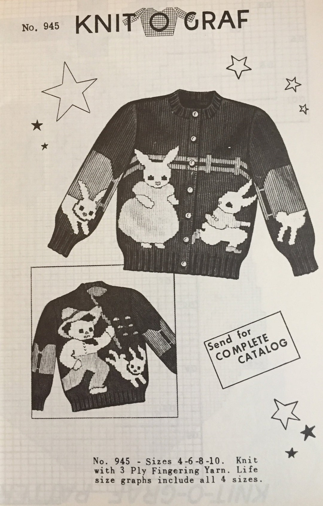 Knit-o-graf #945 Vintage Peter Rabbit Cardigan Knitting Pattern! (sold ...