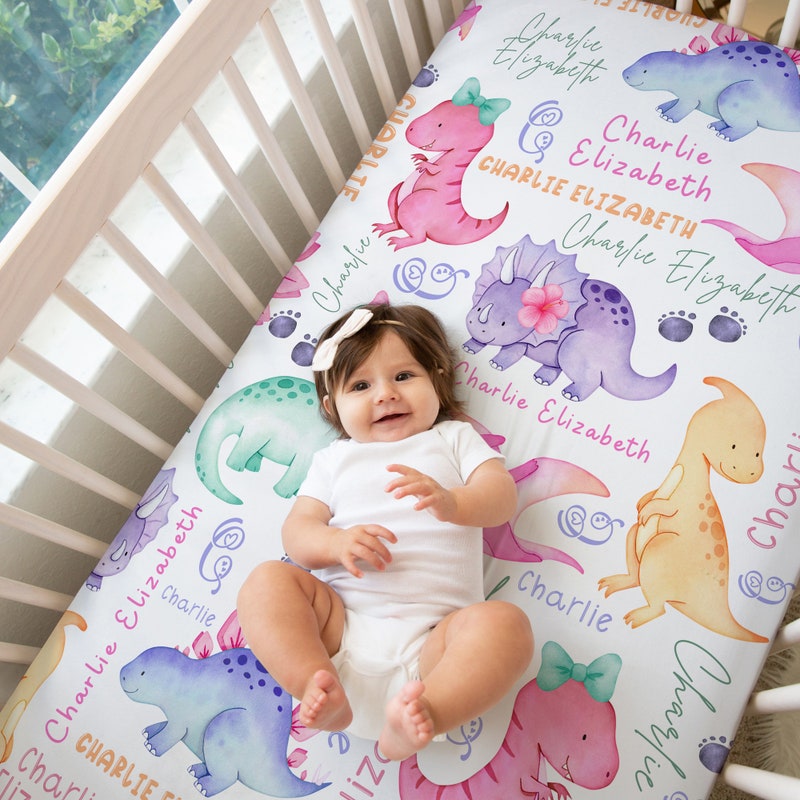 Girl Dinosaur Crib Bedding - Etsy