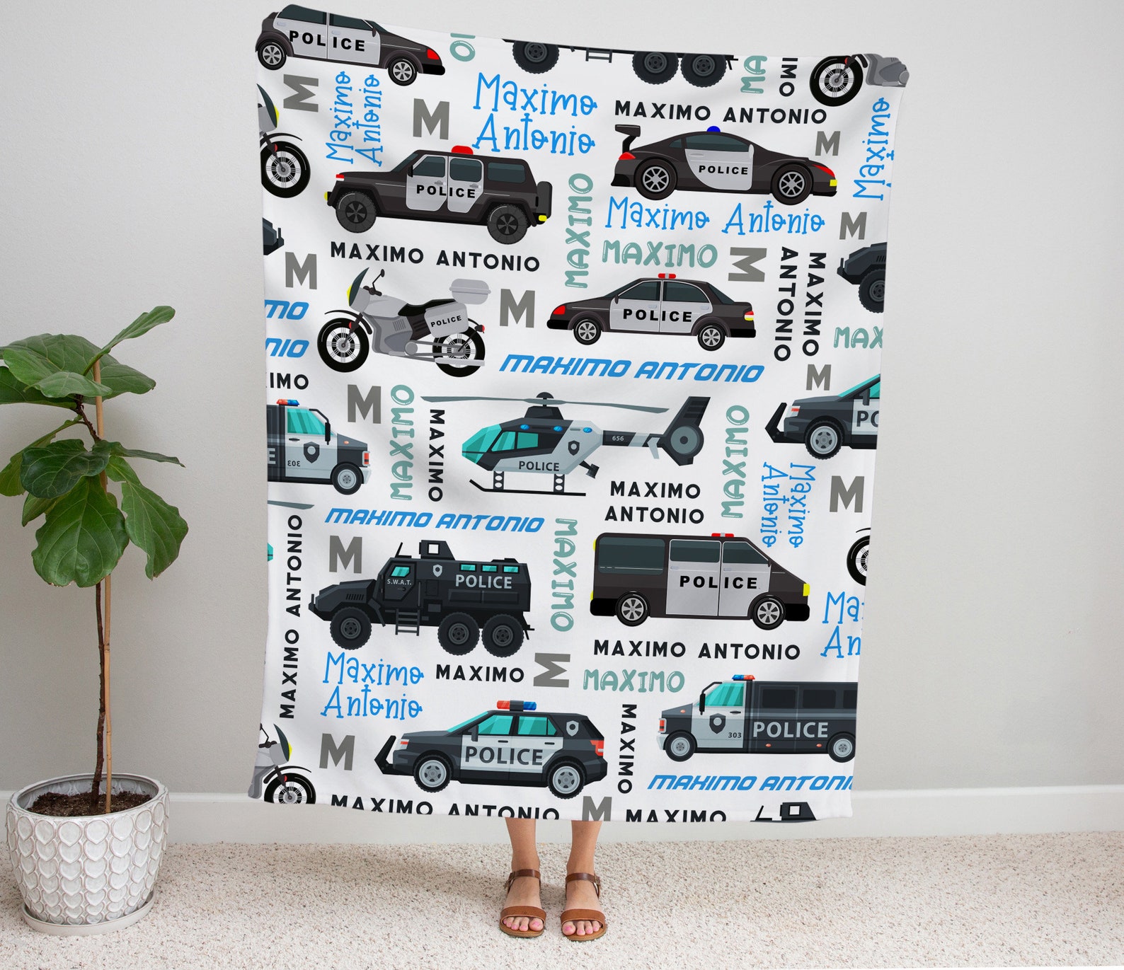 Personalized Police Baby Blanket, Baby Boy Blanket, Police Toddler ...