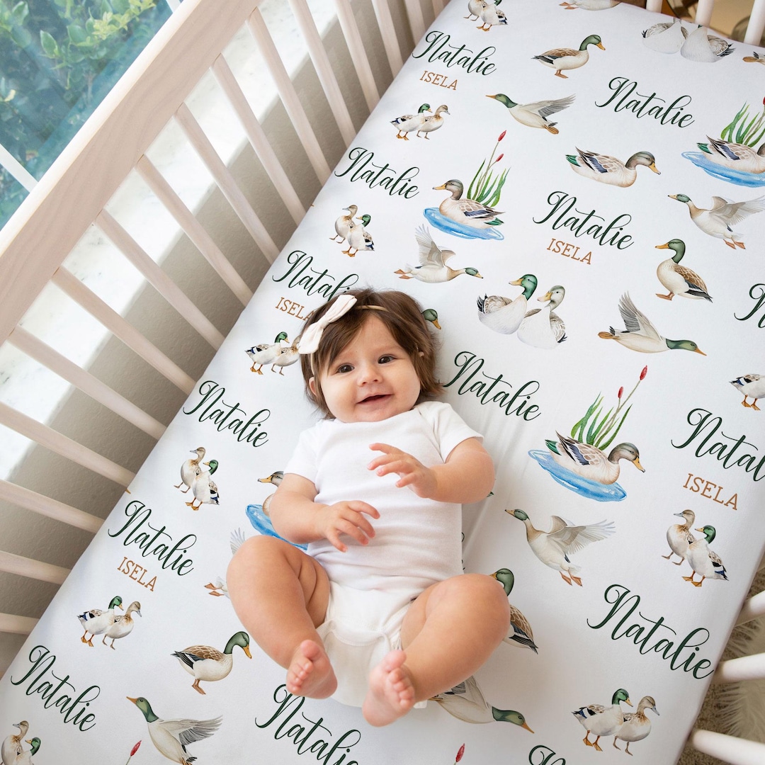 Personalized Mallard Duck Baby Crib Sheet, Duck Crib Sheet, Hunting ...