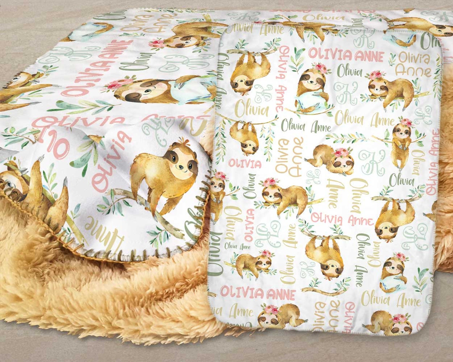 Sloth Baby Blanket Personalized Name Blanket Sloth Blanket | Etsy