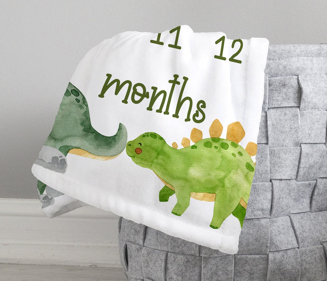 Dinosaur Milestone Blanket Dino Baby Milestone Blanket | Etsy
