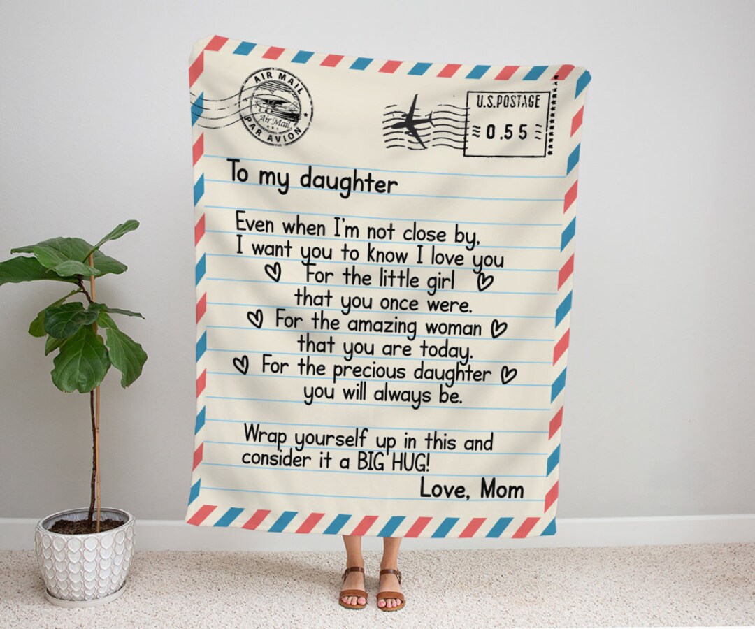 Daughter Blanket, Mom Envelope Letter Blanket, Long Distance Blanket ...