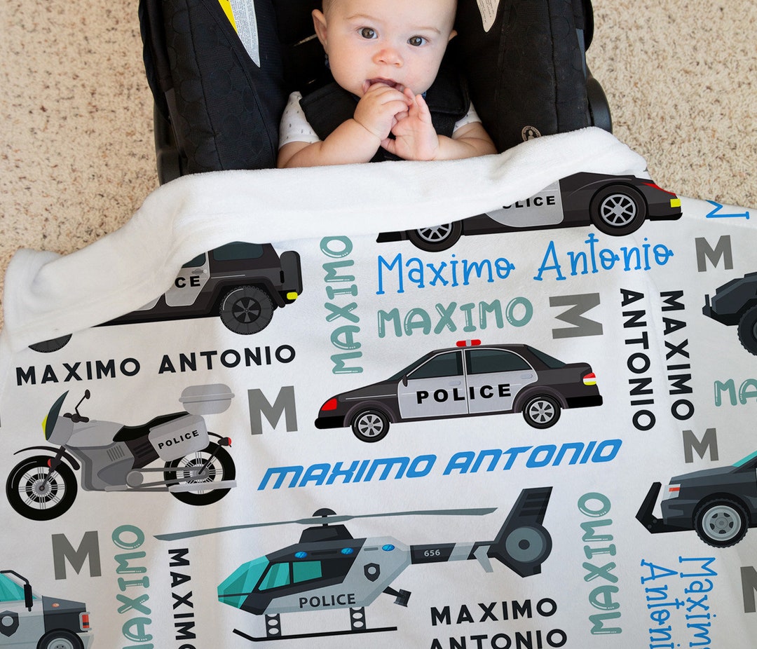 Personalized Police Baby Blanket, Baby Boy Blanket, Police Toddler ...