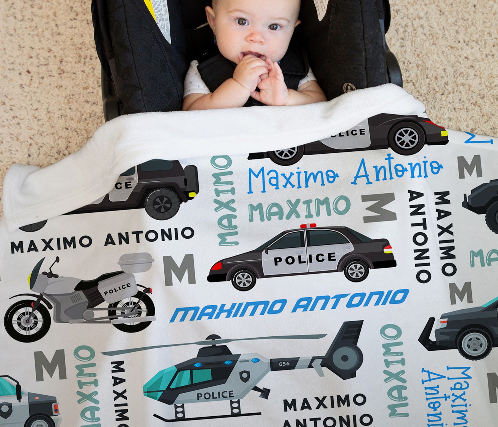 Personalized Police Baby Blanket, Baby Boy Blanket, Police Toddler ...