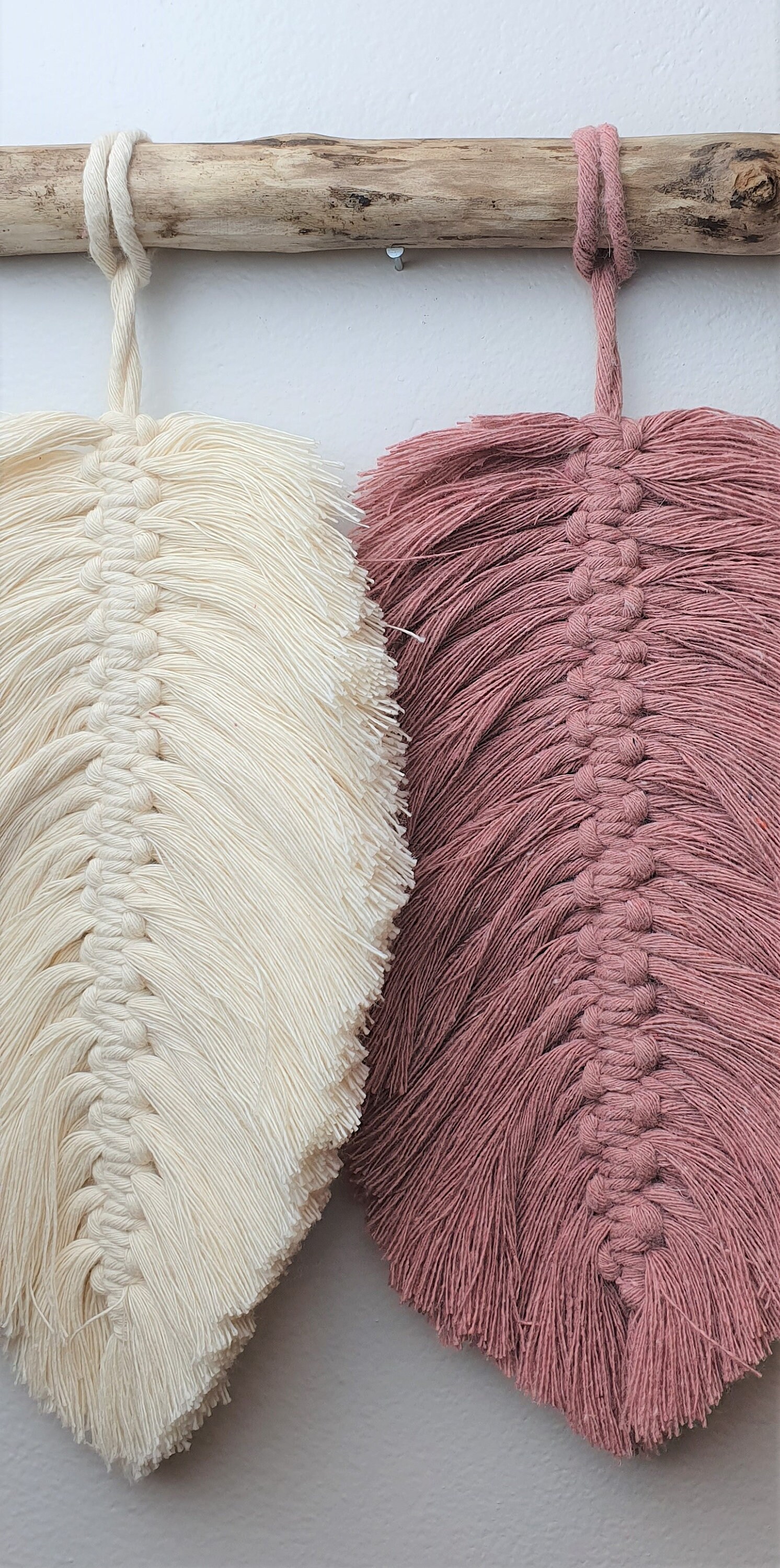 Macrame Wall Hanging Boho Wood Stick Macrame Feathers Decor - Etsy