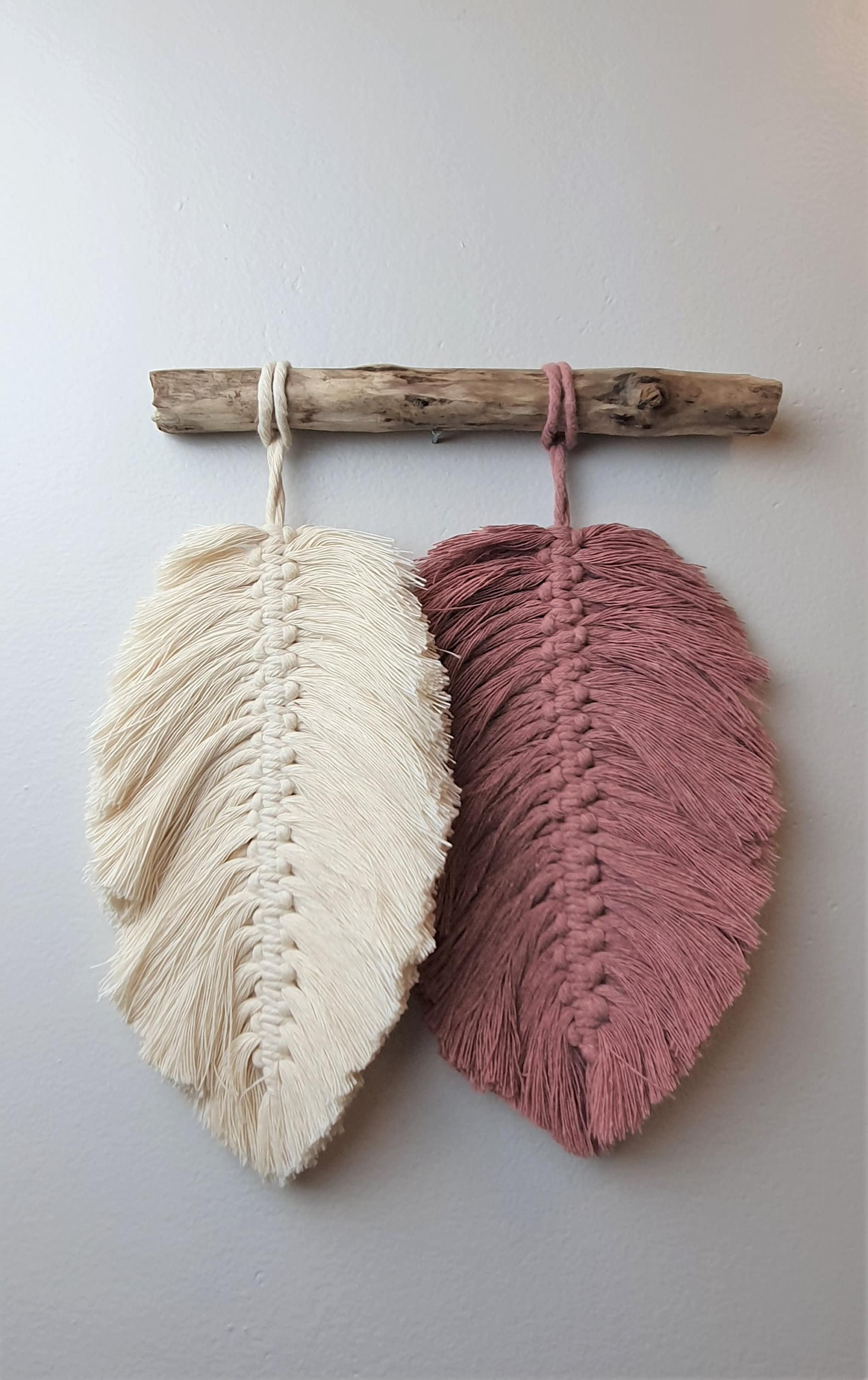 Macrame Wall Hanging Boho Wood Stick Macrame Feathers Decor - Etsy