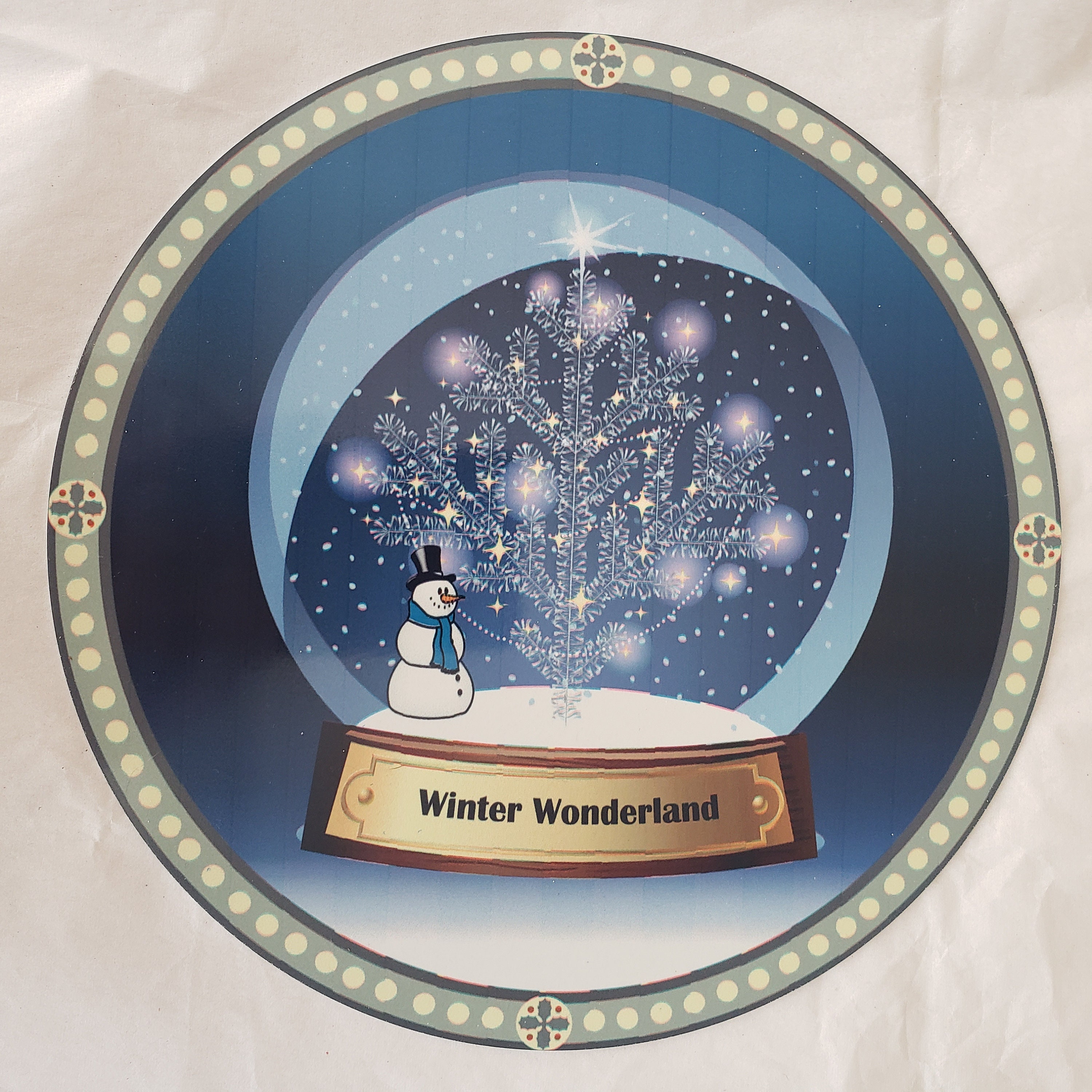Christmas Sign Round, Blue Christmas Sign, Snow Globe Christmas Sign ...