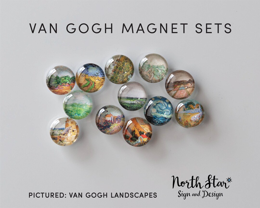Van Gogh Magnet Sets, Set of 12, Cabochon Magnets, Handmade in USA ...
