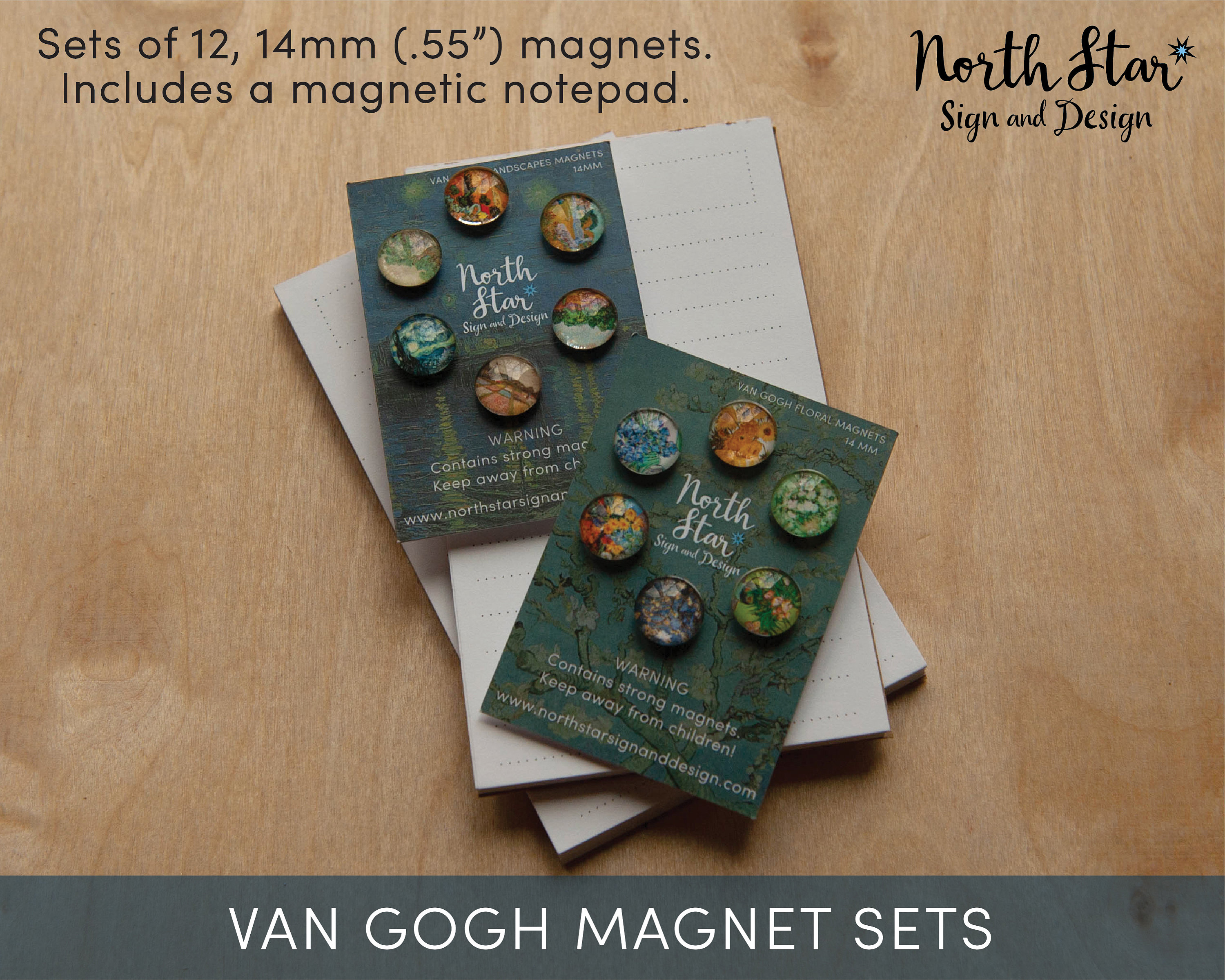 Van Gogh Magnet Sets set of 12 cabochon magnets handmade in | Etsy