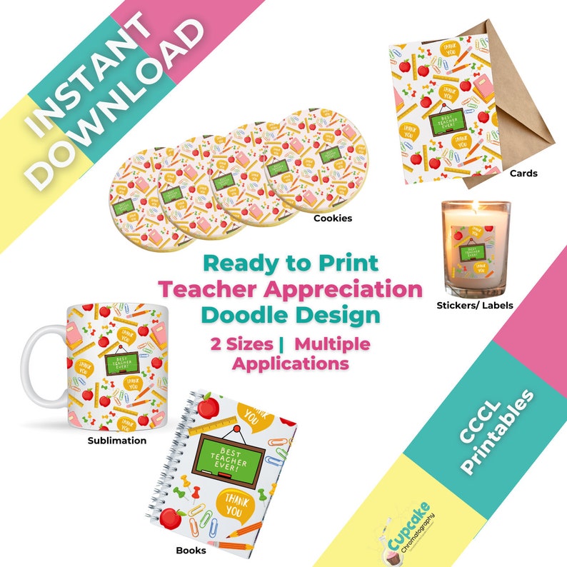 Teacher Appreciation Doodle Messages for Printing Cookies, Edible ...