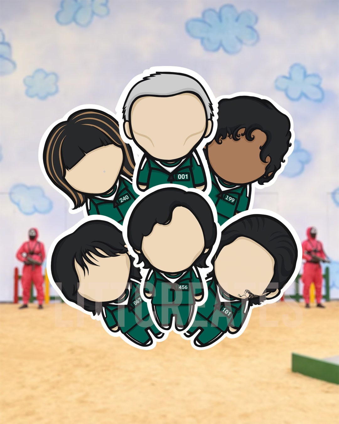 Squid Game Players Vinyl Stickers | 456, 067, 199, 240 | Gi-hun, Sae ...