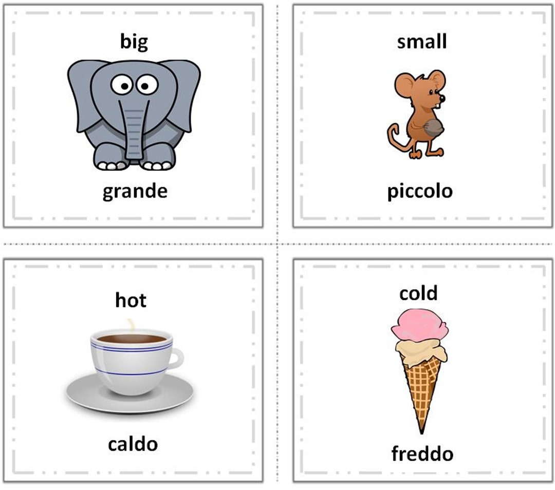 Opposites Memory Game Italian Children's Resource - Etsy