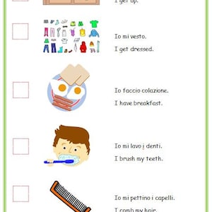 Morning and Bedtime Checklist Italian Children's Resource - Etsy