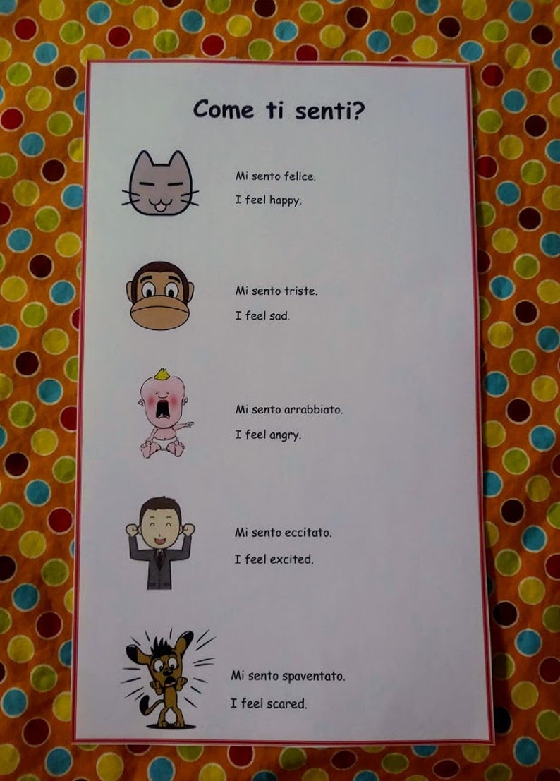 Feelings Chart Italian Children's Resource - Etsy