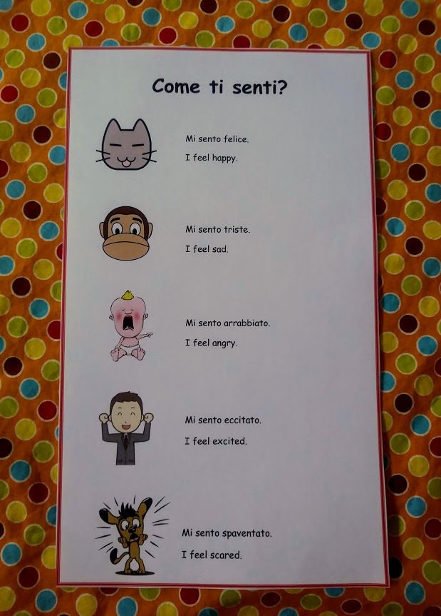 Feelings Chart Italian Children's Resource - Etsy