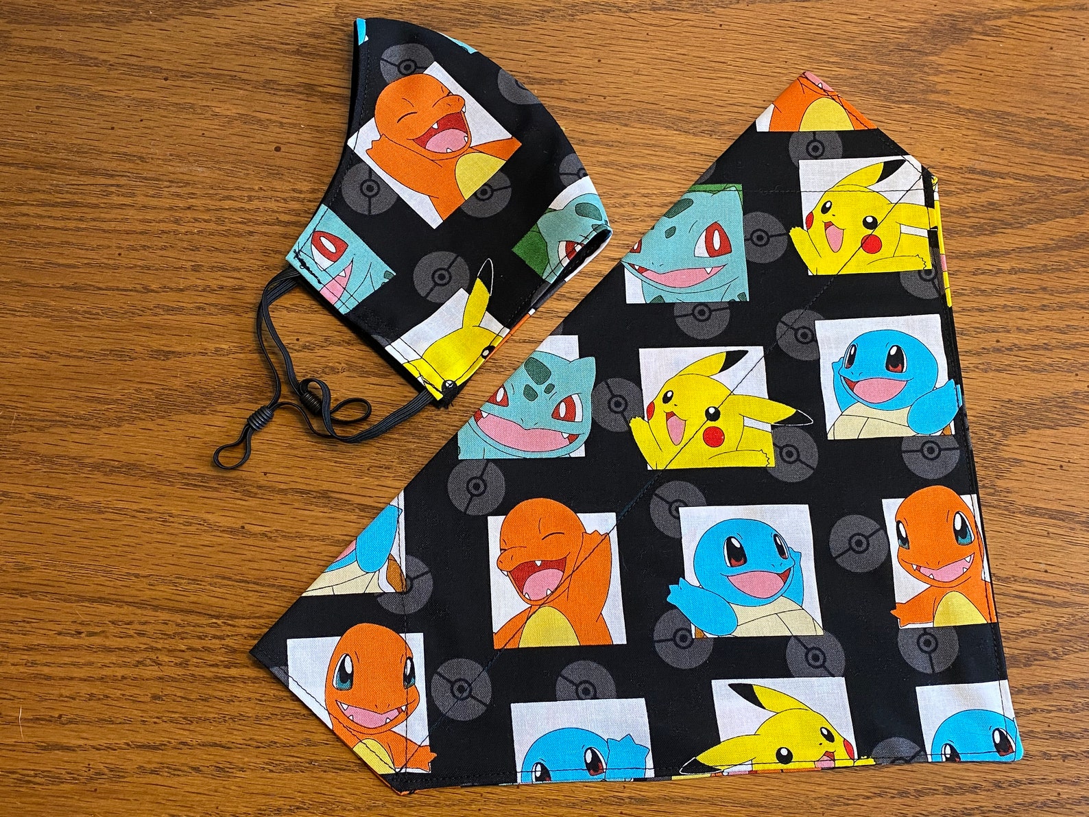 NEW Black With Pokemon Bandana With Matching Face Mask and - Etsy UK
