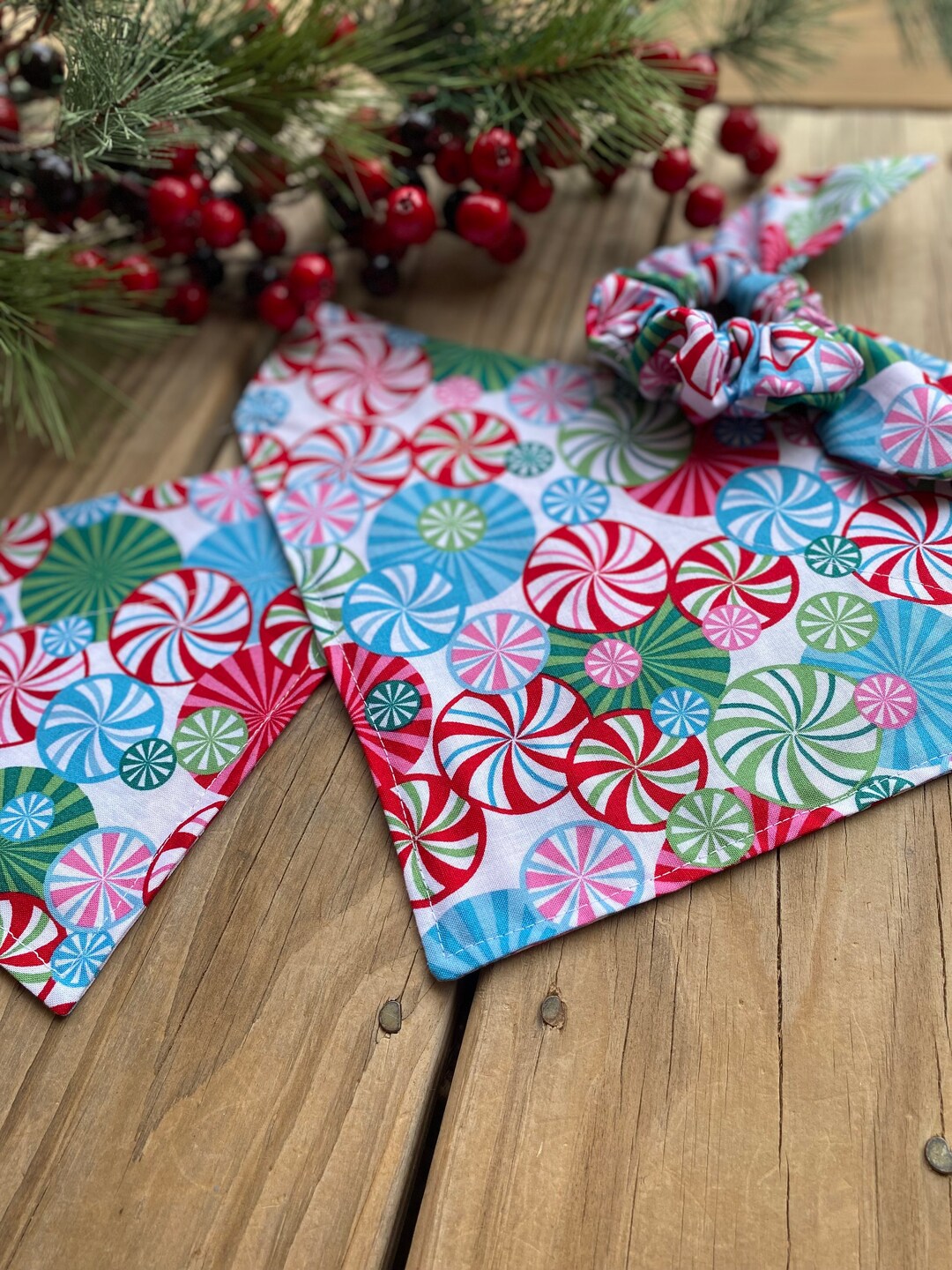 Peppermint Candies Dog Bandana/christmas Tree Bandana/over the Collar ...