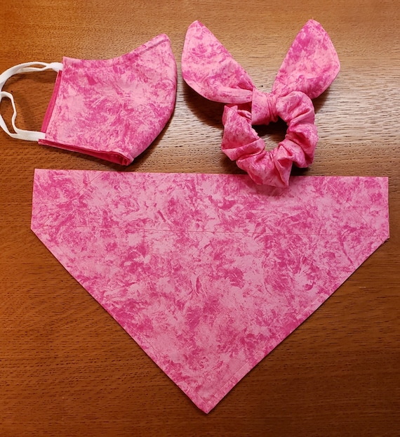 Marbled Pink Dog Bandana With Matching Face Mask and Hair | Etsy