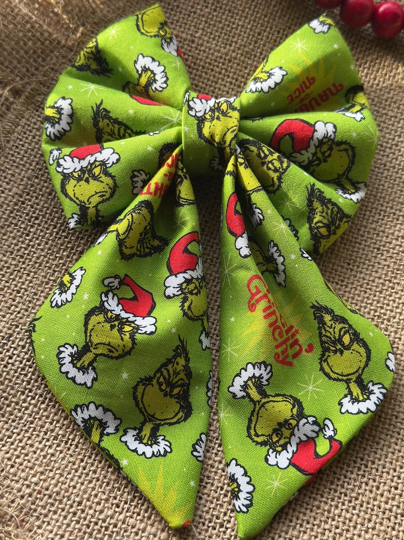Christmas Dog Bow, Sailor Bows, Fun Christmas Bow , Slide on Collar ...