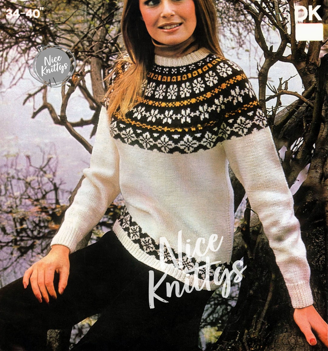 Vintage 1970's Knitting Pattern for Women's Fair Isle Sweater/jumper to ...