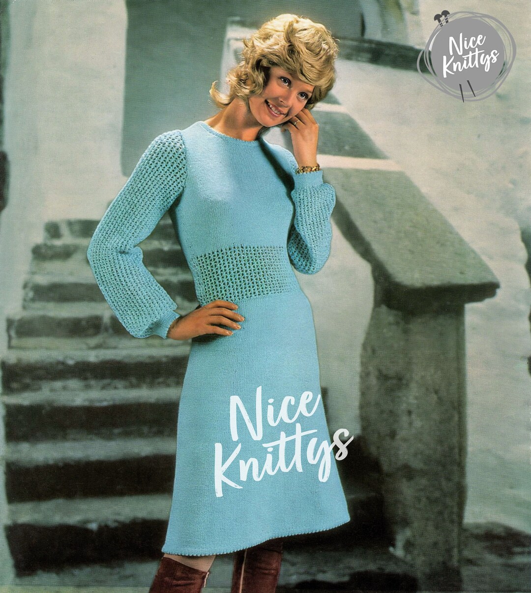 Vintage 1970's Knitting Pattern for Women's Classy Dress to Fit 32 ...