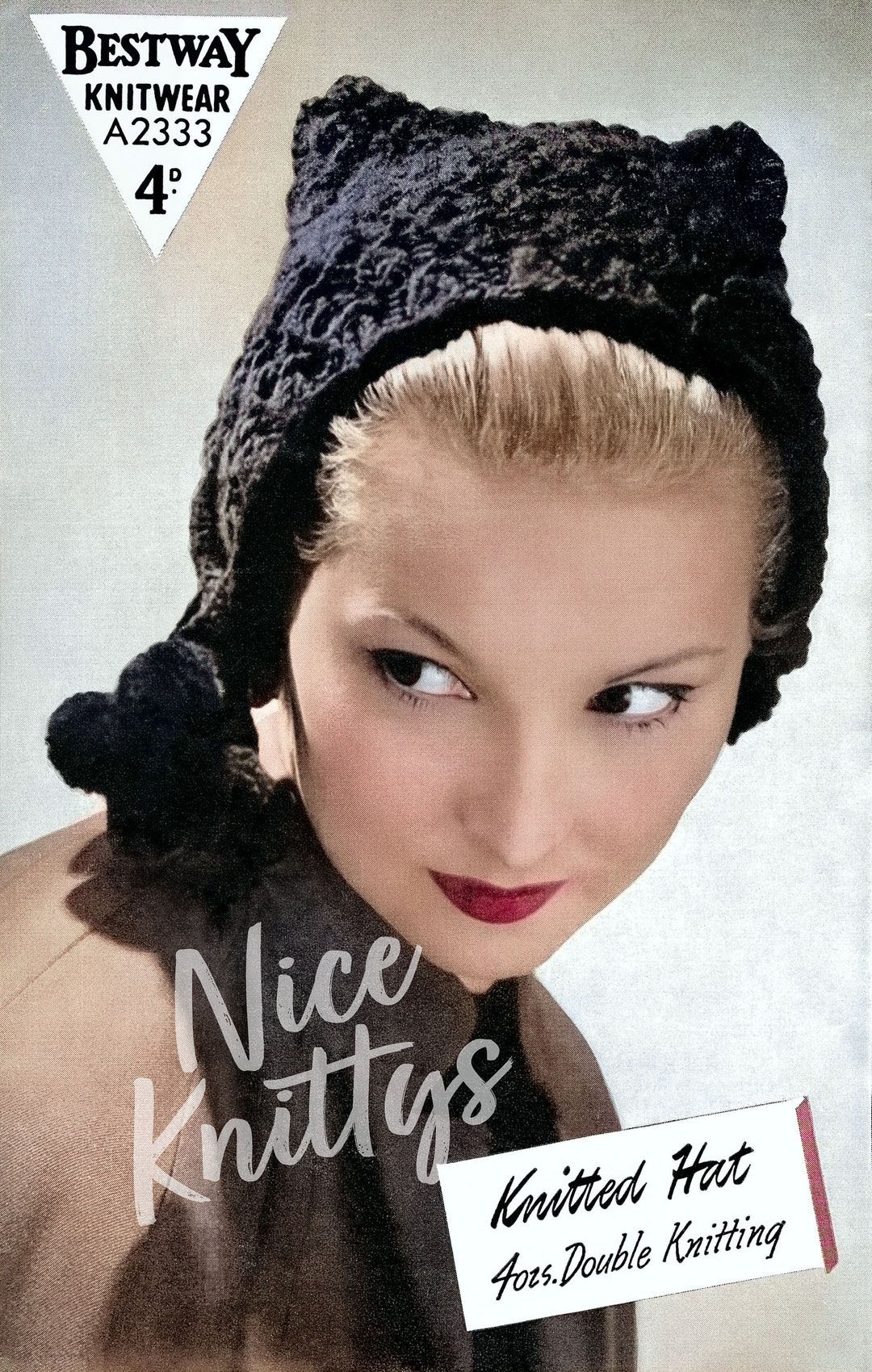 Vintage 1940's Knitting Pattern for Two Styles of Women's Hats, One ...