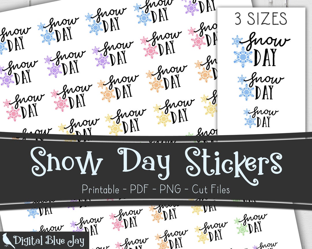 Snow Day Planner Stickers, Printable Planner Stickers, Snowflakes ...