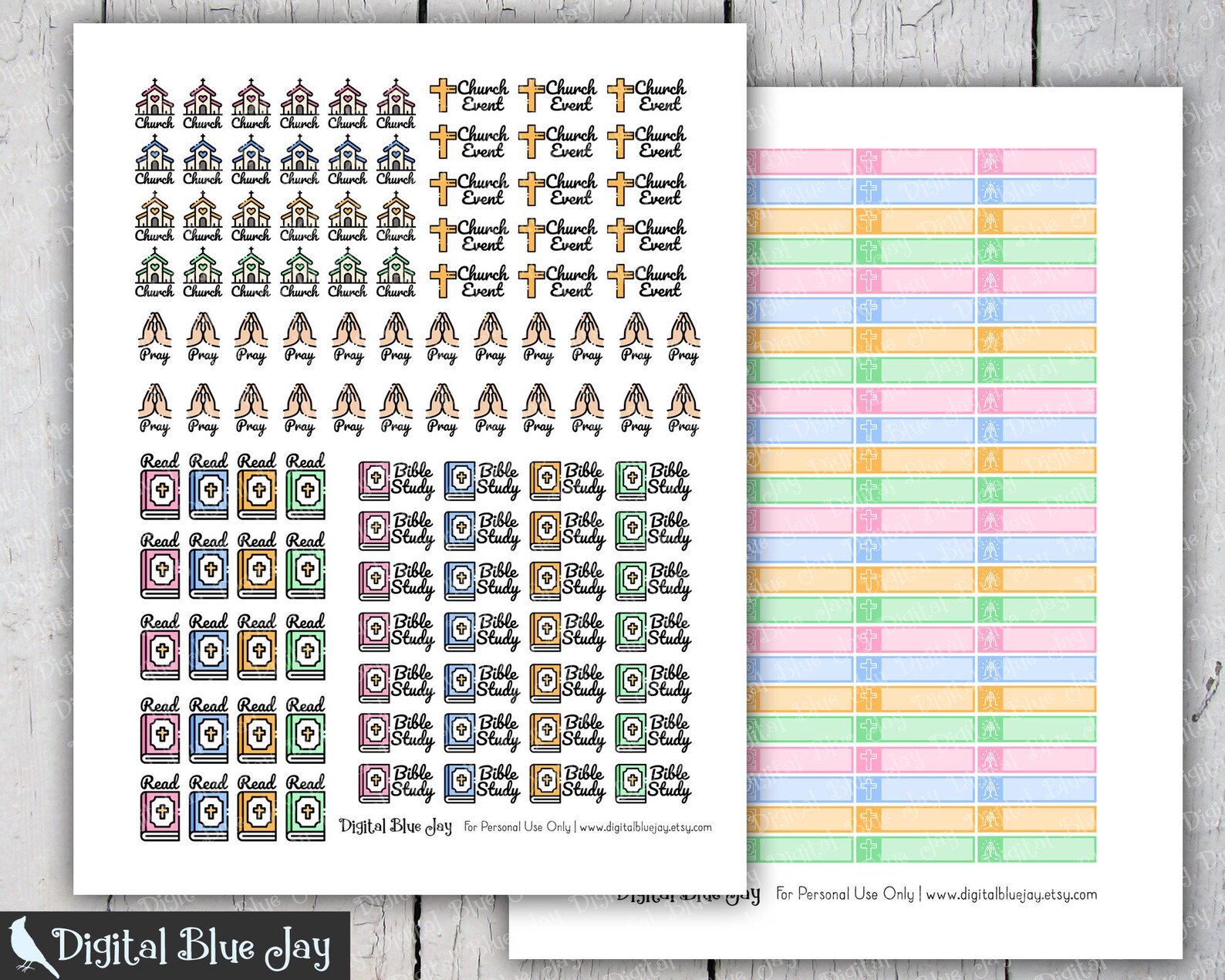 Christian Printable Planner Stickers, Church Stickers, Silhouette Cut ...