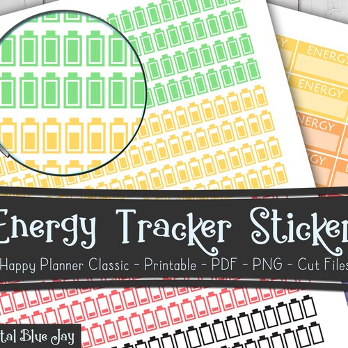 Energy Tracker Printable Planner Stickers Battery Stickers - Etsy