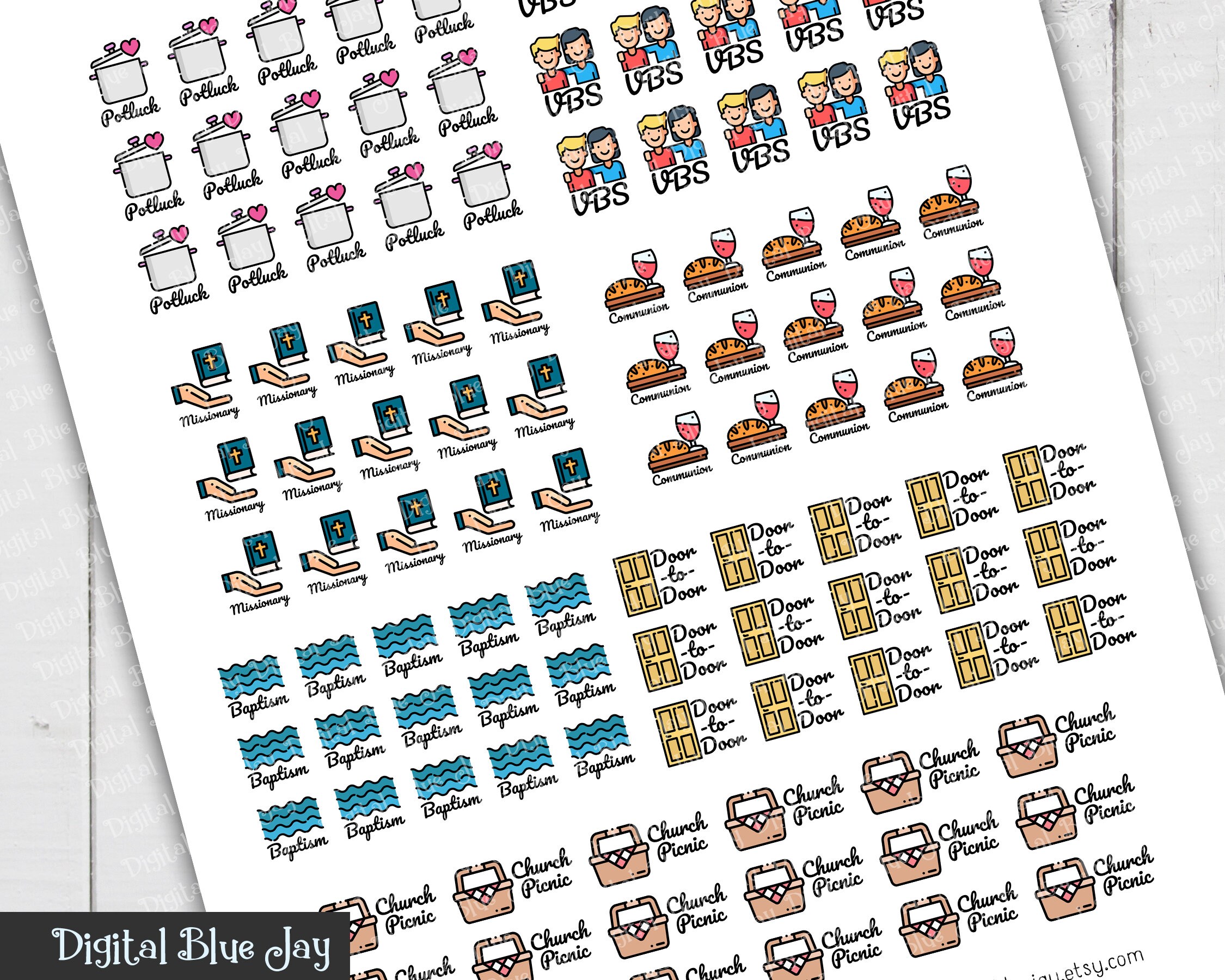 Church Event Stickers, Printable Planner Stickers, Church Planner ...