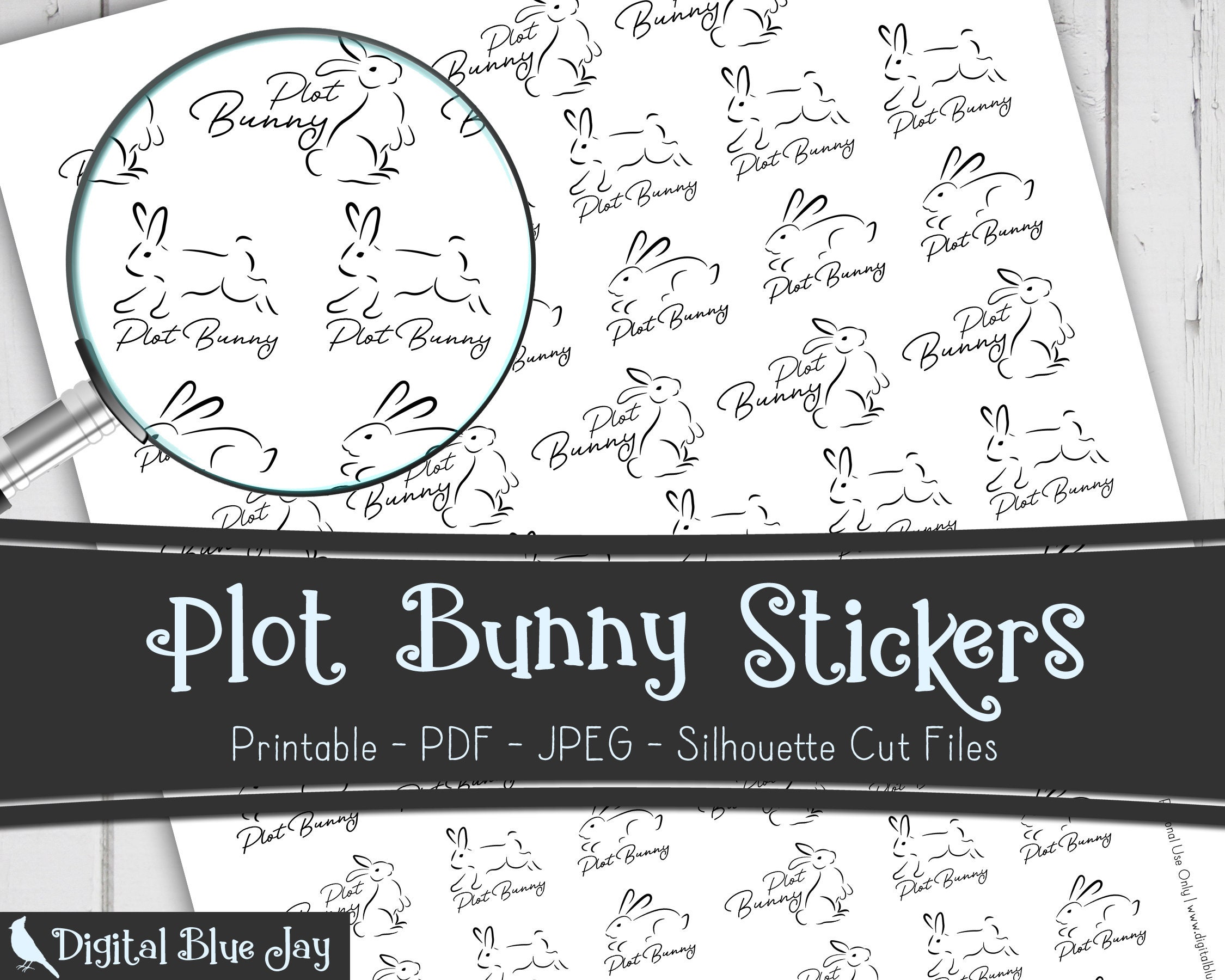 Plot Bunny Writer Printable Planner Stickers, Writing Author Novel ...